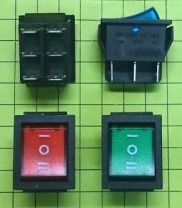 Выключатель (переключатель) SC 767 6c 3 положения Подсв.220V зеленый on-off-on