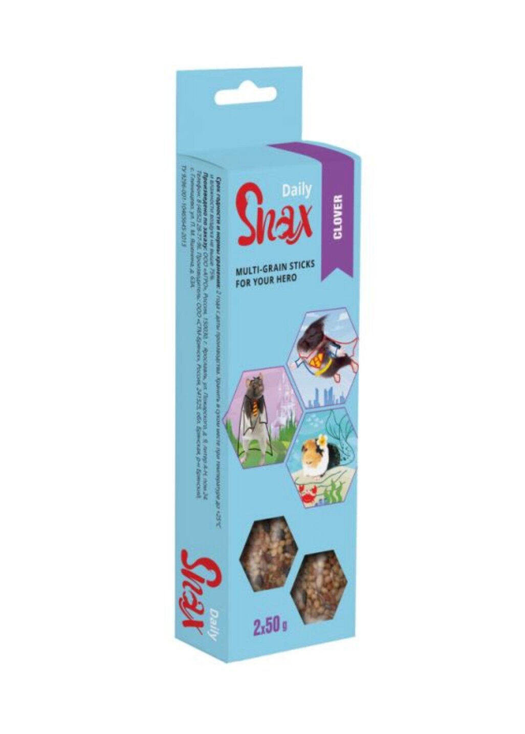 Зерновые палочки для грызунов Snax Daily с клевером 2шт (100г) х 3 упаковки