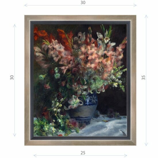 Картина Декор Депо Пьера Огюста Ренуара Гладиолусы в вазе Матовый холст в раме 35х30 см
