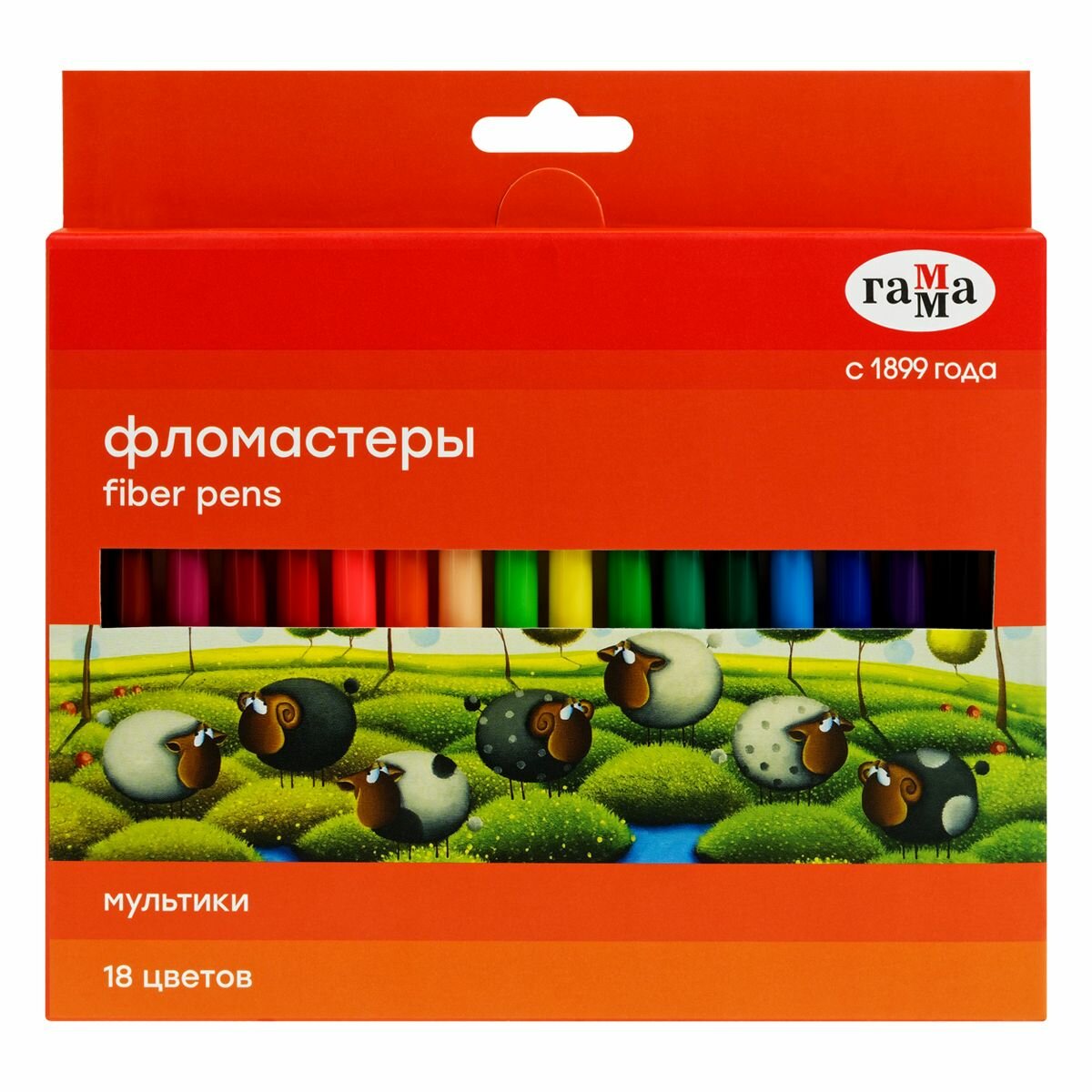 4 шт. Фломастеры Гамма "Мультики", 18цв, смываемые, картон. упак, европодвес