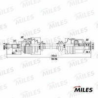 Привод в сборе правый RENAULT CLIO II/KANGOO 1.2-1.9DTI 97-09 с ABS МКПП (GKN 305536) GC02167 MILES