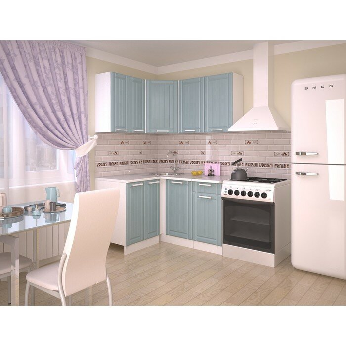 Кухонный гарнитур угловой «Прованс 2», с столешницей, 1200×1400 мм, цвет роялвуд голубой