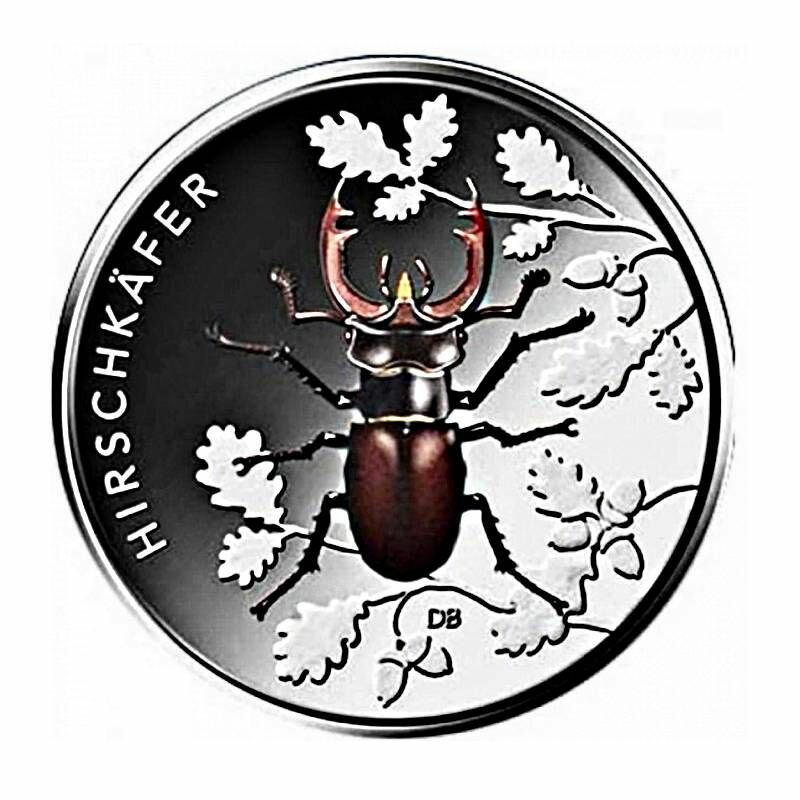 5 евро 2024 года Германия. Жук-олень. Чудесный мир насекомых.