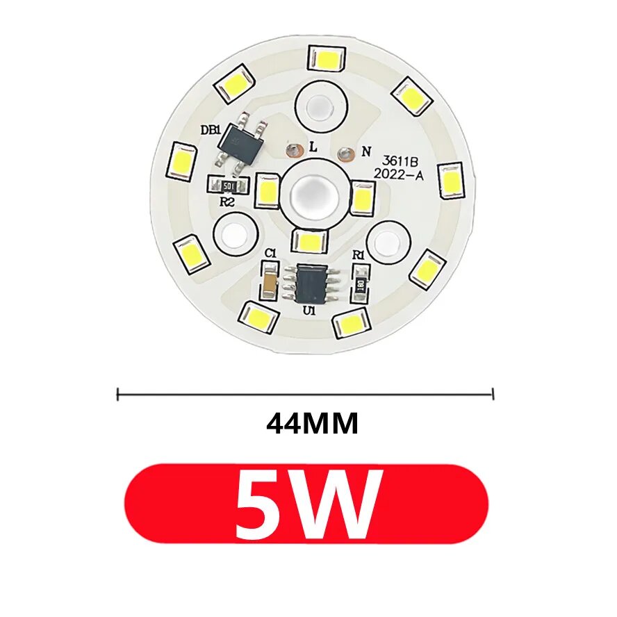 Светодиодный чип 5W 44мм Cold white
