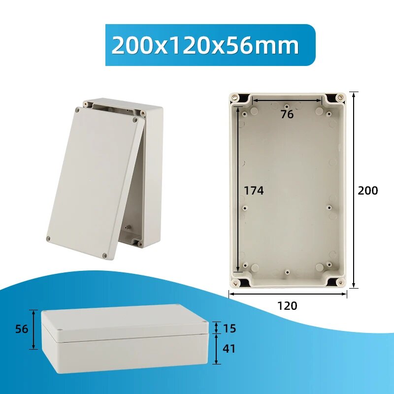 Водонепроницаемый корпус ABS 200x120x56mm серый