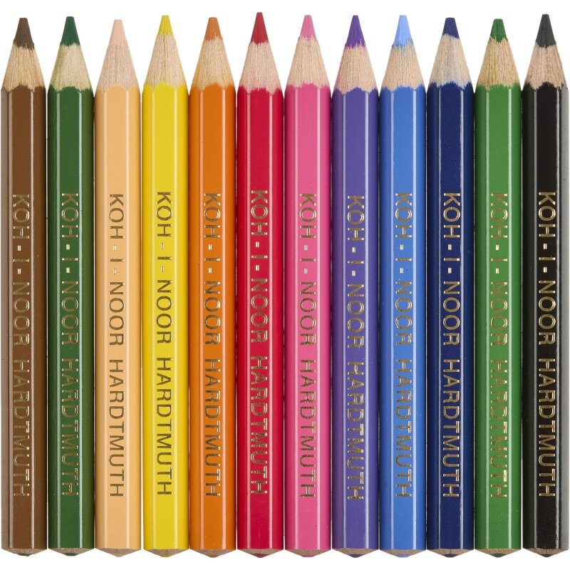 Карандаши цветные KOH-I-NOOR короткие, Крот, 12 цветов (3622012046KSNN)