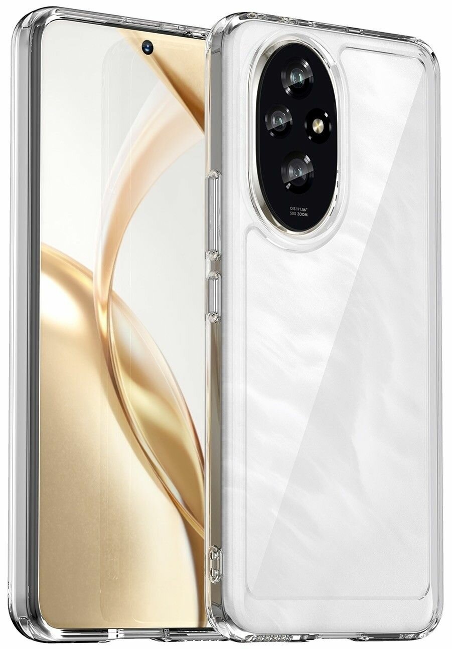 Чехол на Honor 200 пластиковый с силиконовой окантовкой прозрачный
