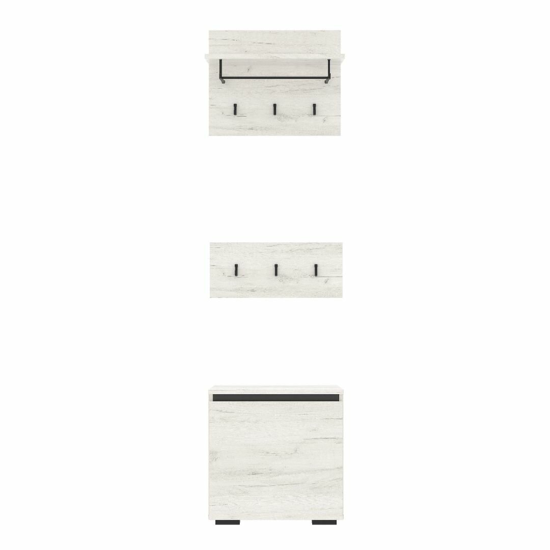 Прихожая гретта 500 Вешалка + Панель + Тумба Дуб крафт белый - Антрацит