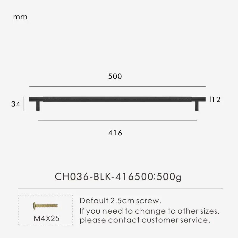 Nurlin латунные ручки для шкафов 500 мм золотисто-черные CH036-BLK-416500