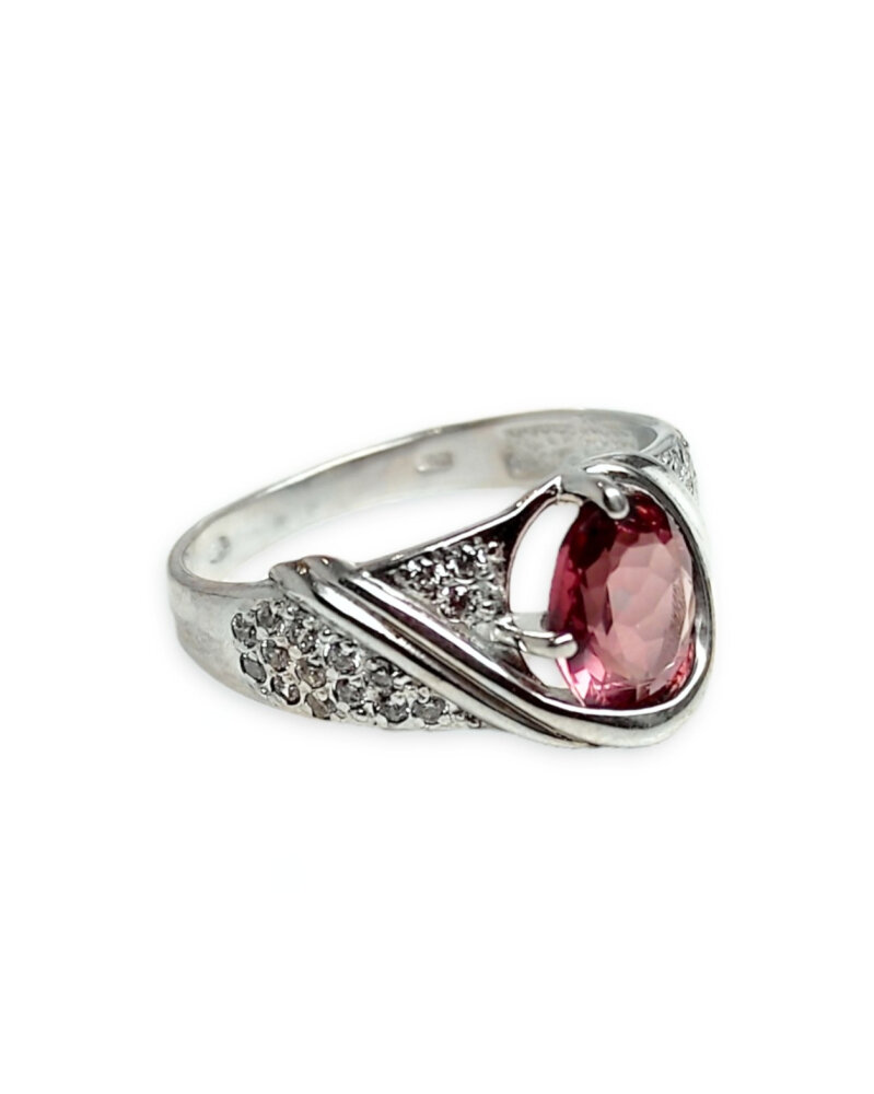 Перстень, серебро, 925 проба, родирование, фианит, родолит