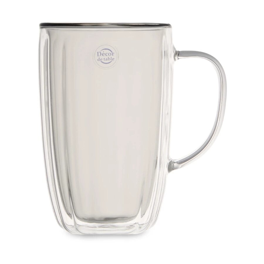 Кружка с двойными стенками Decor de table Cafe de Paris 350 мл, стекло, серая