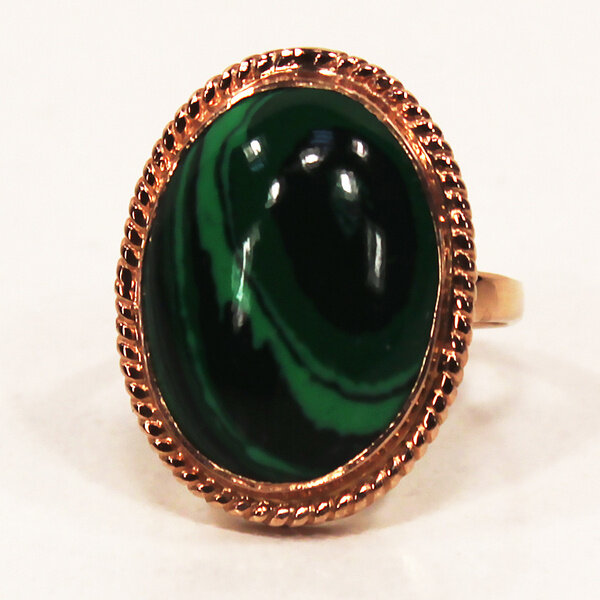 Кольцо, серебро, 925 проба, родирование, малахит