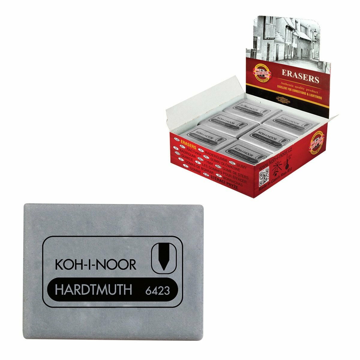 Ластик-клячка KOH-I-NOOR 47х36х10 мм, супер мягкий, серый (6423018004KD)