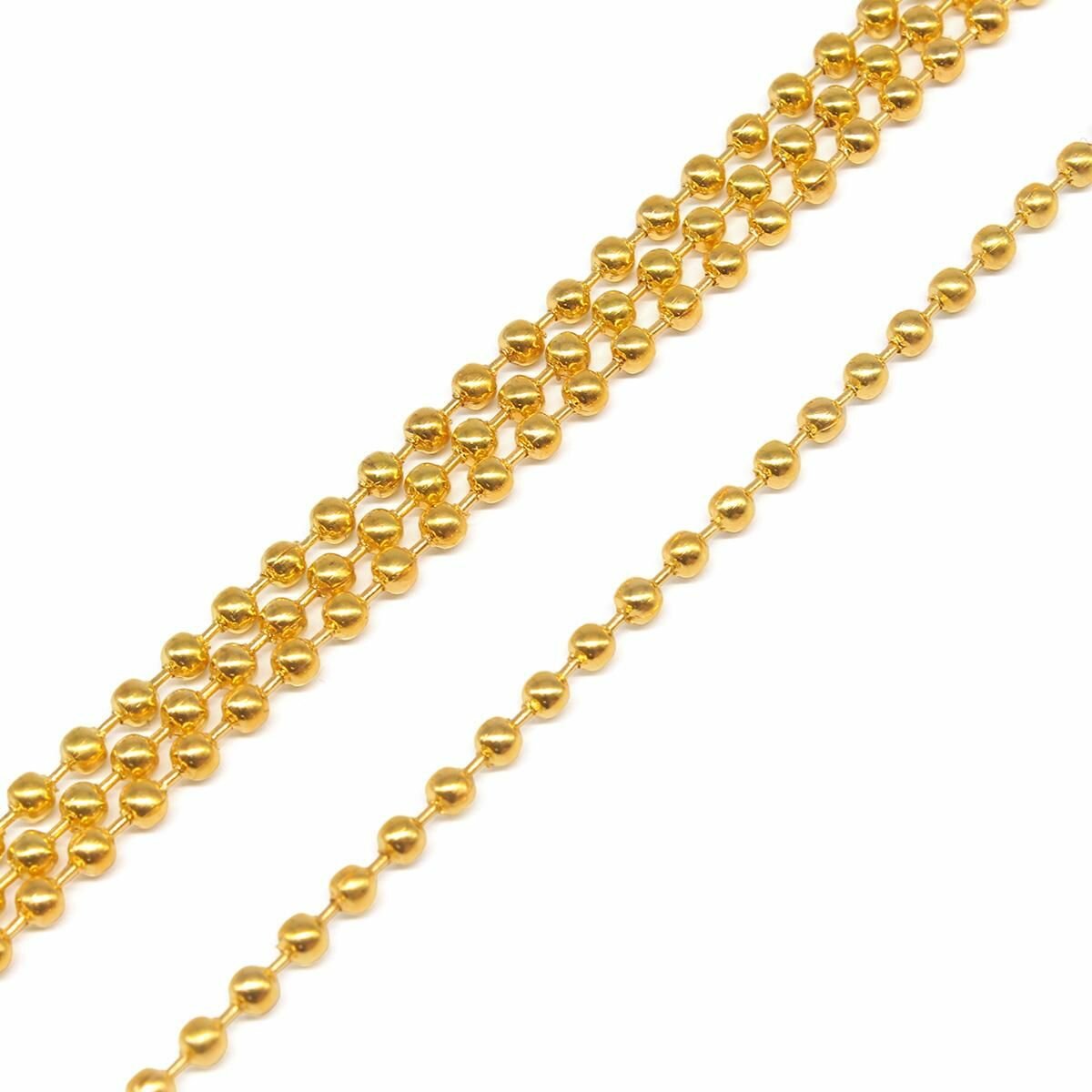 Декоративная цепочка айрис Шариковая, металл, 2 мм, 91,4 м, золотистая