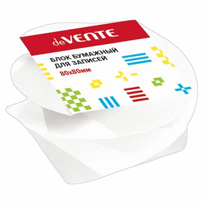 Блок бумаги deVENTE "Куб", для записей, 80х80х50 мм, белый, проклеенный, спиральный, офсет 100 г/м2