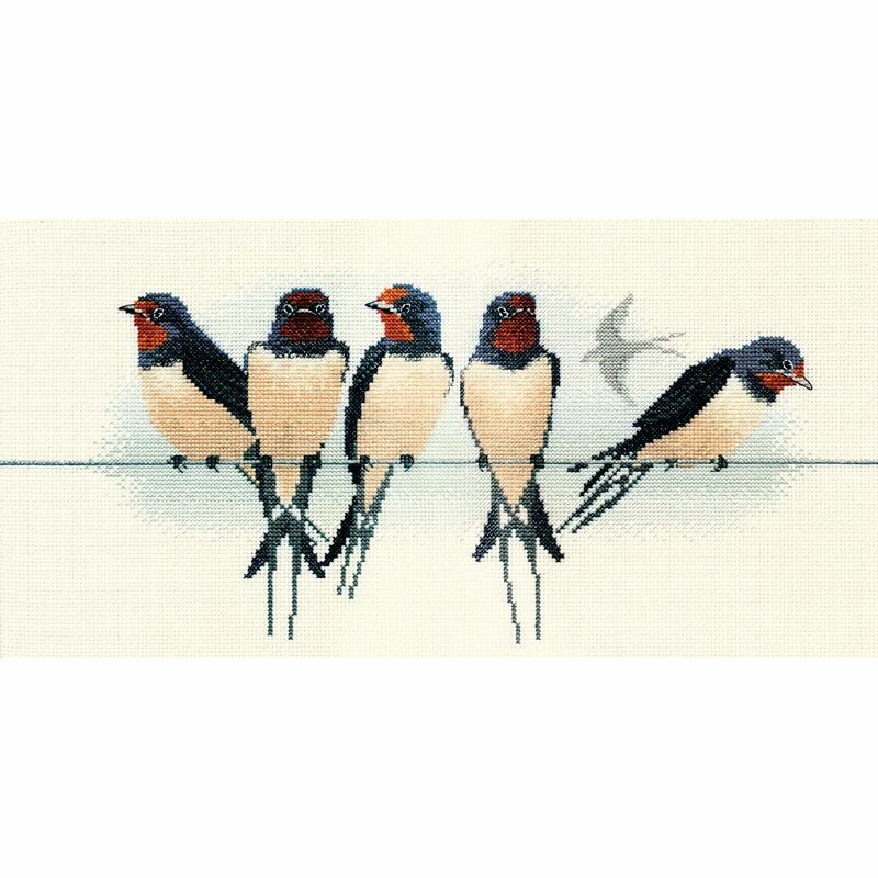 Набор для вышивания DERWENTWATER DESIGNS "Swallows", канва, мулине