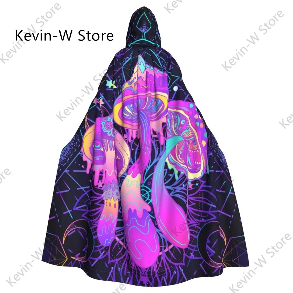 Психоделический плащ с капюшоном из полиэстера Черный, Black