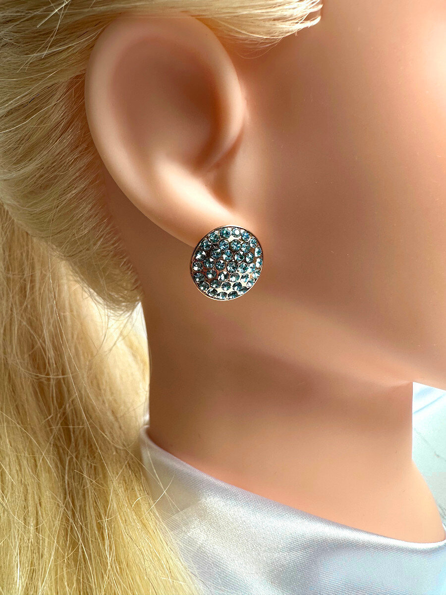Серьги пусеты, кристаллы Swarovski
