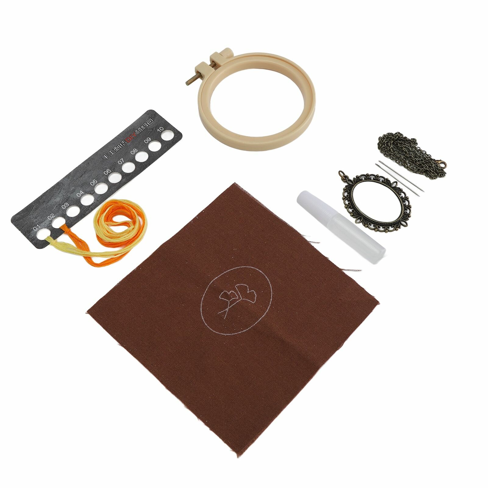 Набор для вышивания с нитками, иглами и пяльцами