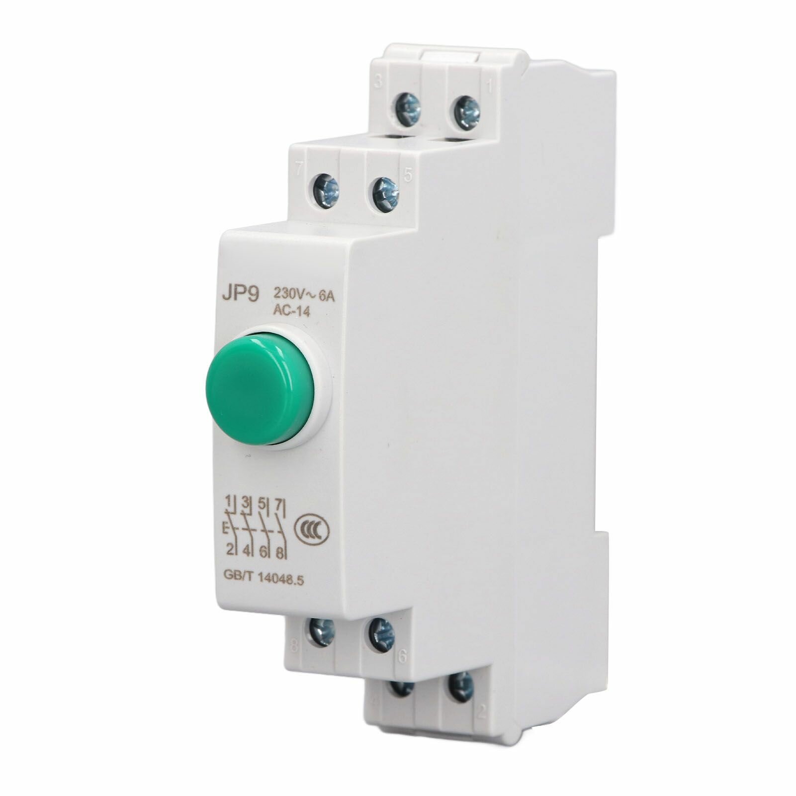 Кнопка на DIN-рейке 230В (2NO+2NC, для контактора, зеленая)