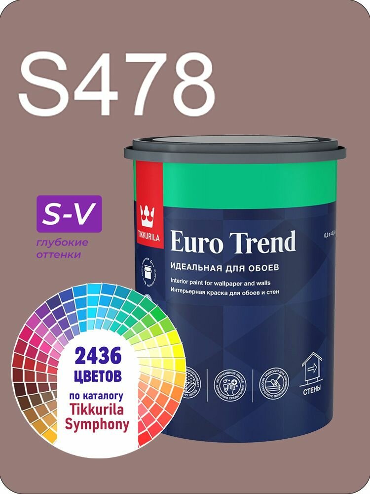 Краска для обоев Tikkurila Euro Trend 0,9л. глубокие оттенки S478