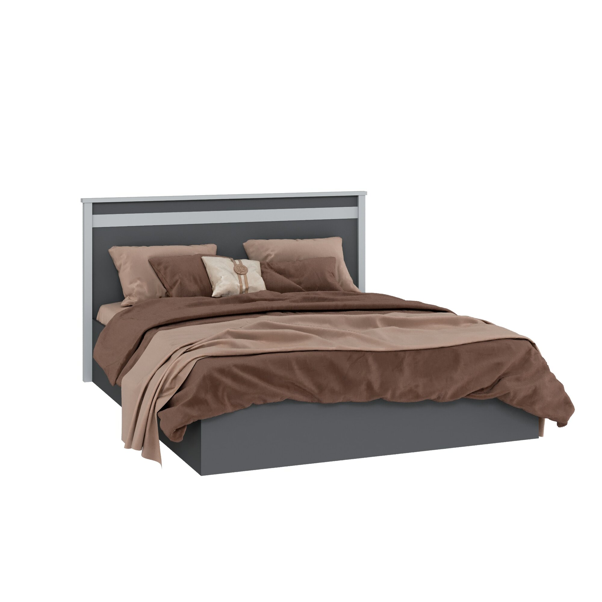 Спальня София кровать СКР-1 (1,6) корпус графит серый/светло-серый+ ортопед. подъемный механизм с ящиком 1,6 (Микон)