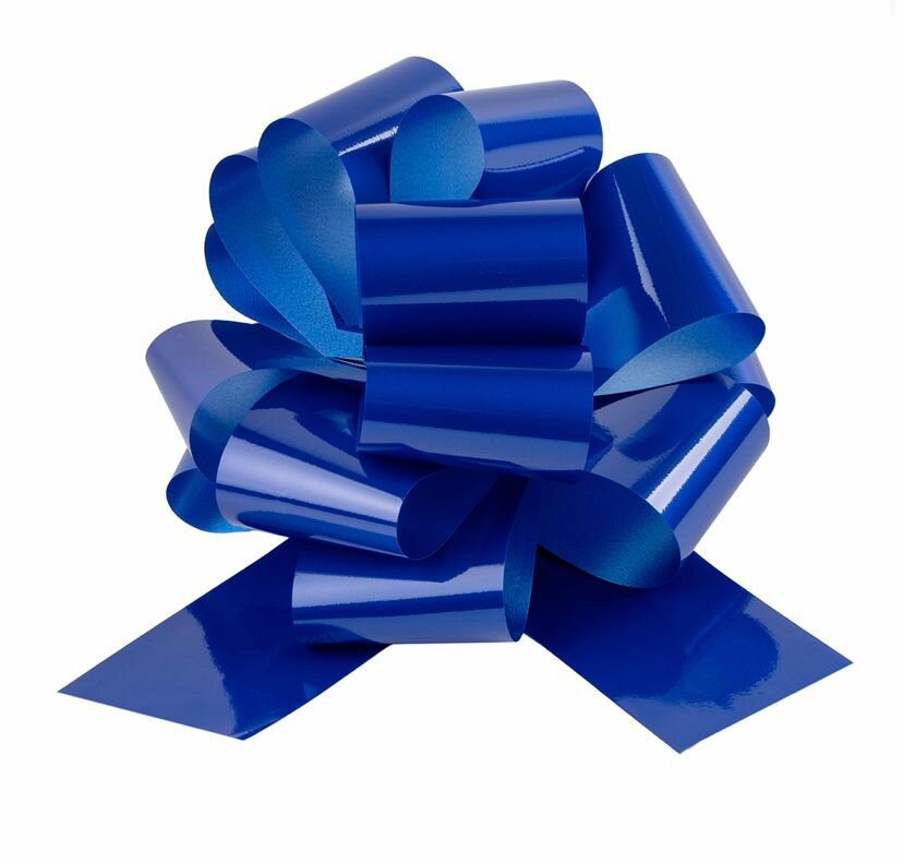 Бант для подарков Синий, Лаковый, 21 см