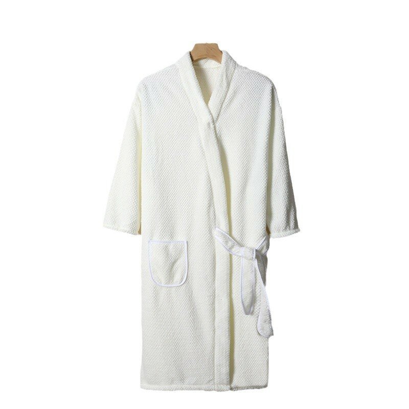 Банный халат, банный халат, банный халат, осень-зима, унисекс, из кораллового флиса, с ананасовым узором, длинный рукав, удлиненный, утолщенный, свободный банный халат