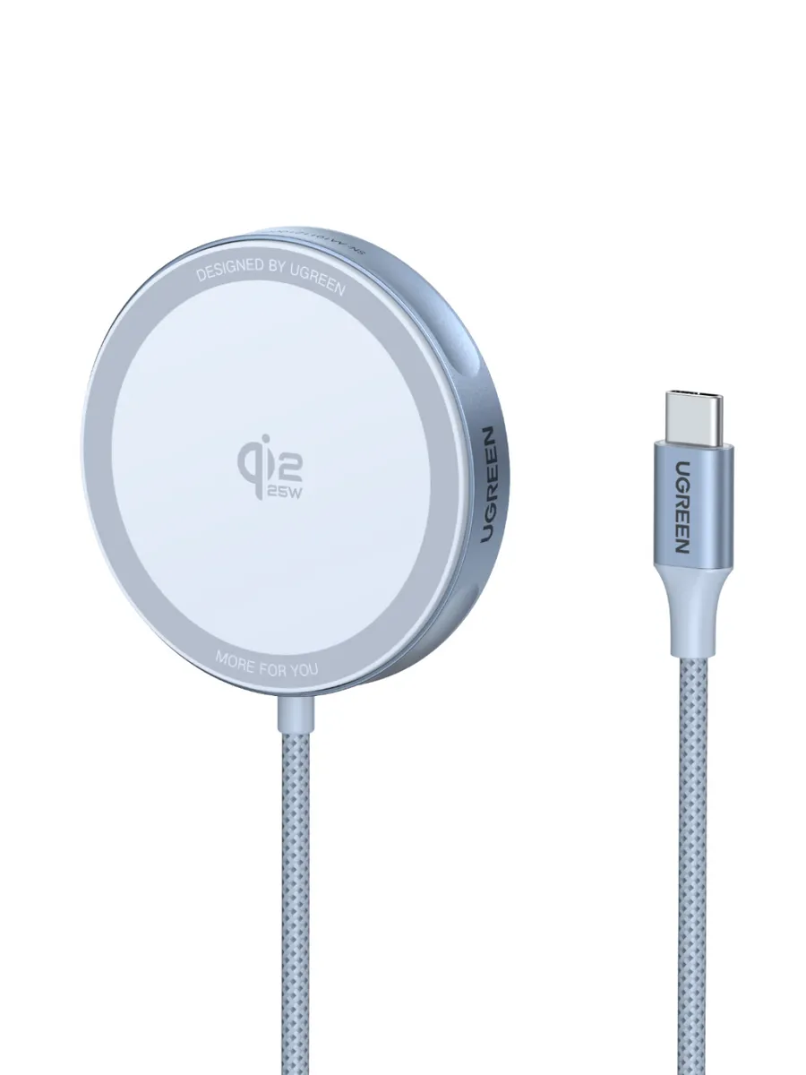 Беспроводное зарядное устройство UGREEN W753 (55959) MagFlow Magnetic 25W Qi2.2 Серебристо-голубой Qi 2 RU