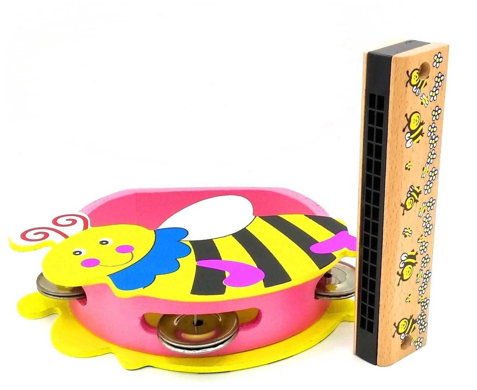 Деревянный музыкальный набор "Бубен и губная гармоника" от +3 лет