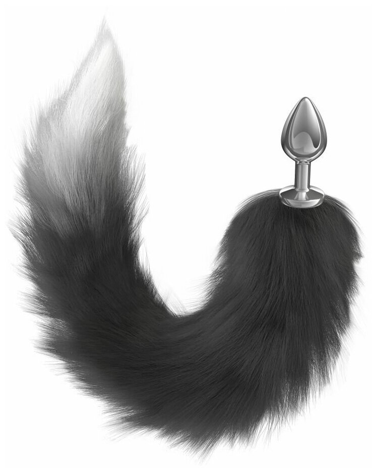 Серебристая анальная пробка с черным хвостом Galaxy Производитель - Lola Games.