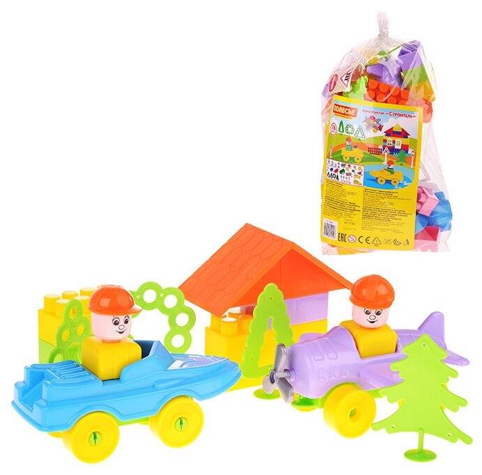 Конструктор "Строитель" (76 элементов) (в пакете)