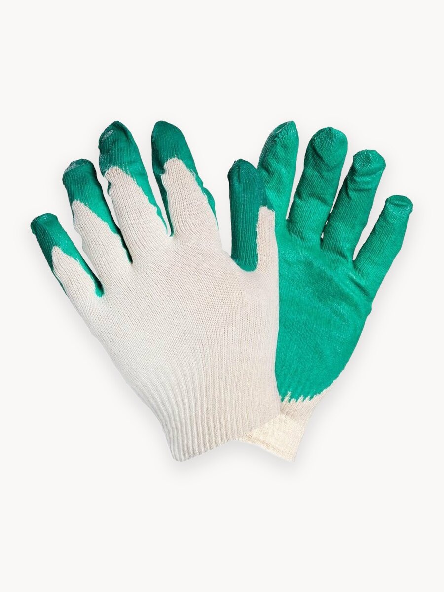 Перчатки ХБ с латексным покрытием ладони Airline AWGC06, 13 класс, зеленые