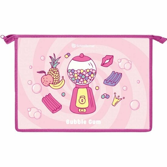 Папка Schoolformat д тетрадей 1 отд А4 бабл ГАМ 235х230х55 молния пластик роз д девочек