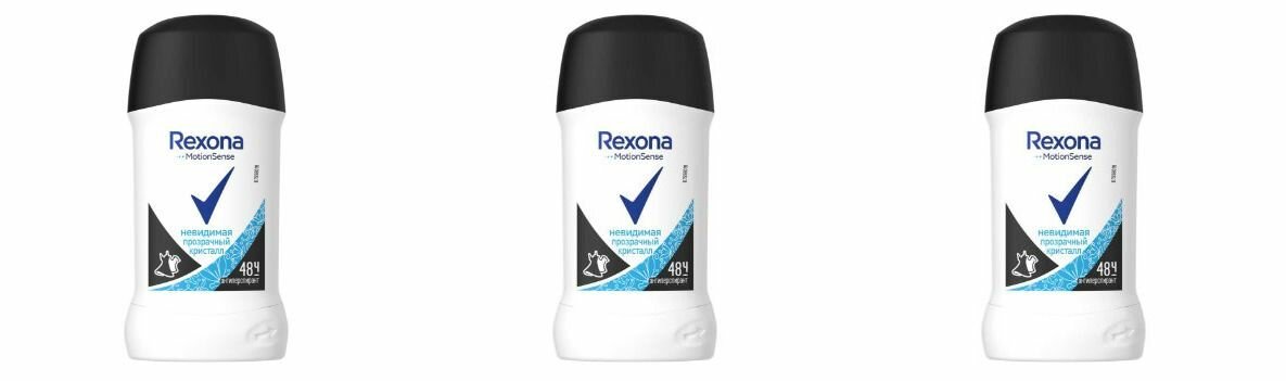 Рексона Дезодорант-стик Кристалл Чистая вода и прозрачный кристалл, 40 мл, 3 шт