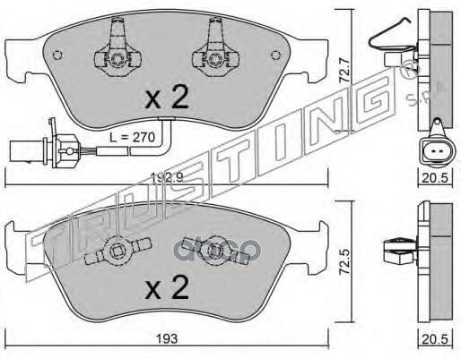 К-т дисков. тормоз. колодок Audi A8 2002- Quatro , VW Phaeton 2004- F Trusting арт. 6780