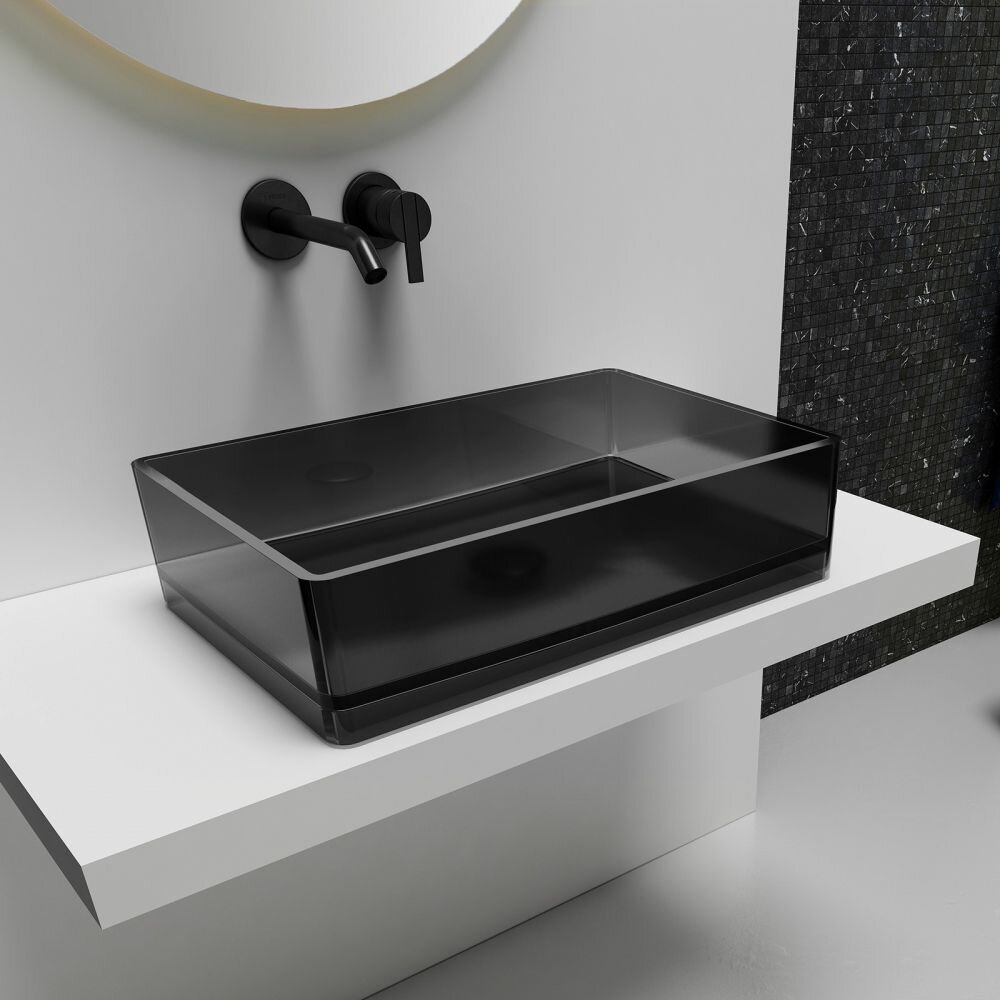 Раковина накладная прозрачная Abber (Аббер) Kristall 600х400х150 мм AT2803Onyx