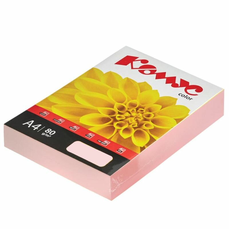 Комус Color Бумага цветная, А4, розовая пастель