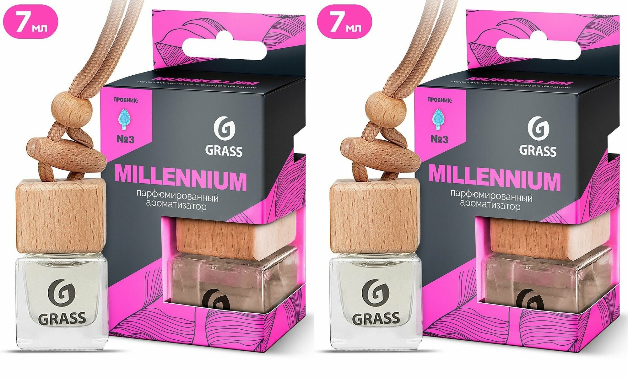 Ароматизатор жидкий Grass Millennium, подвесной, стеклянный флакон, 2 шт