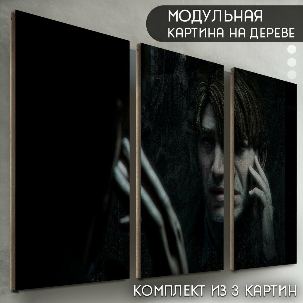 Модульная картина на дереве "Игра Silent Hill (Сайлент Хилл, игра, хоррор, cry of fear, dead space, Гарри Мэйсон, Алесса, Джеймс Сандерленд) - 6538"