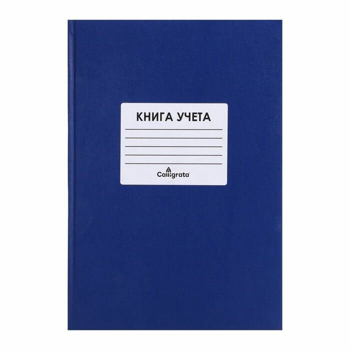 Книга учета, 144 листа, обложка бумвинил, блок офсет, клетка, цвет синий, наклейка
