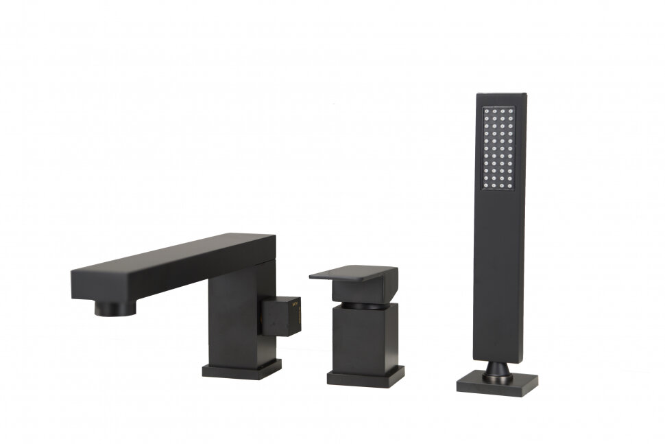 Смеситель Groсenberg GB6008, латунь, чёрный матовый, на борт ванны