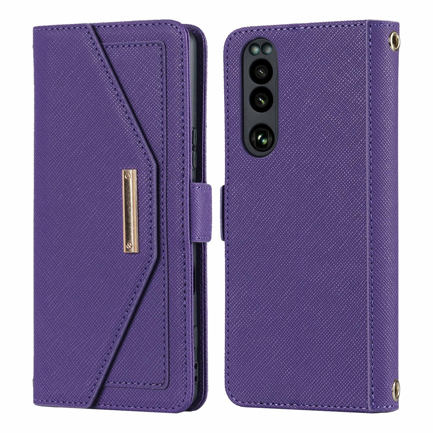Чехол для Sony Xperia 5 III кошелек фиолетовый — надёжная защита смартфона