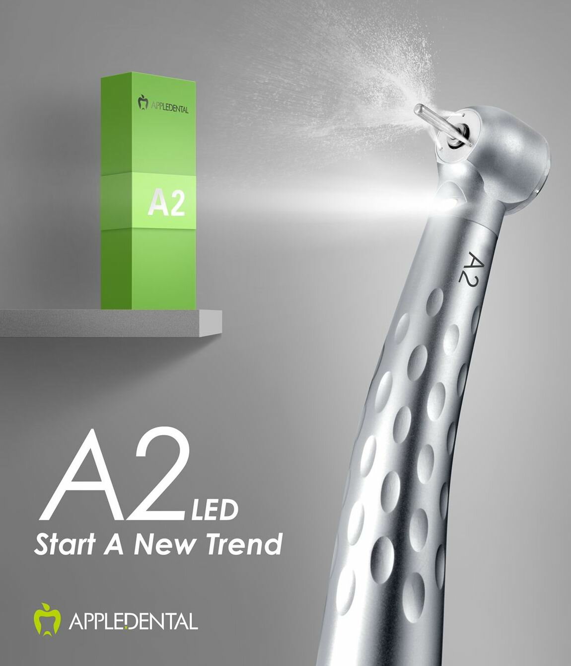 Наконечник стоматологический турбинный с генератором света Appledental (Гонконг)