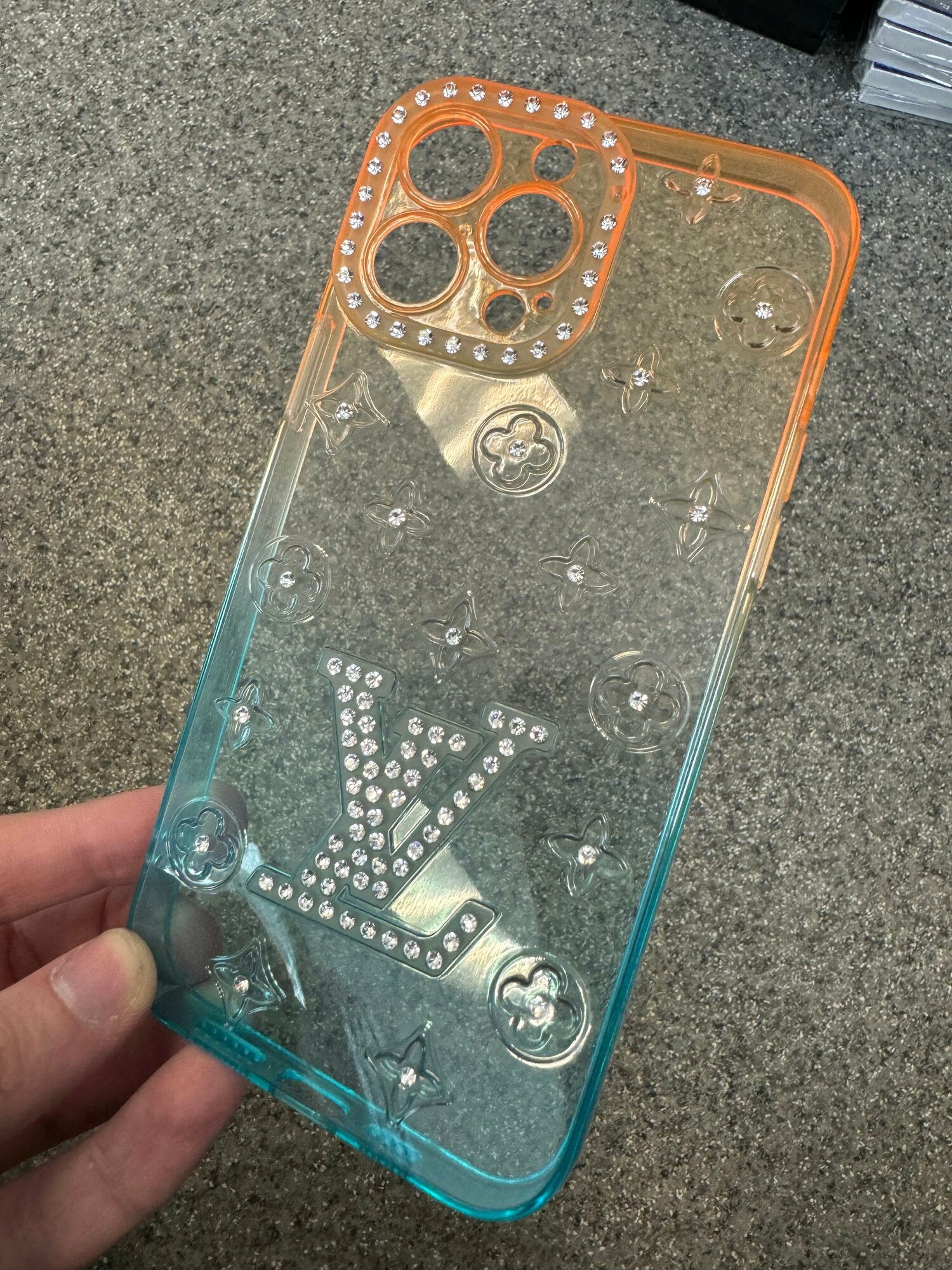 Чехол MyPads "Gullo", для iPhone 14 Pro, силикон, со стразами, голубой