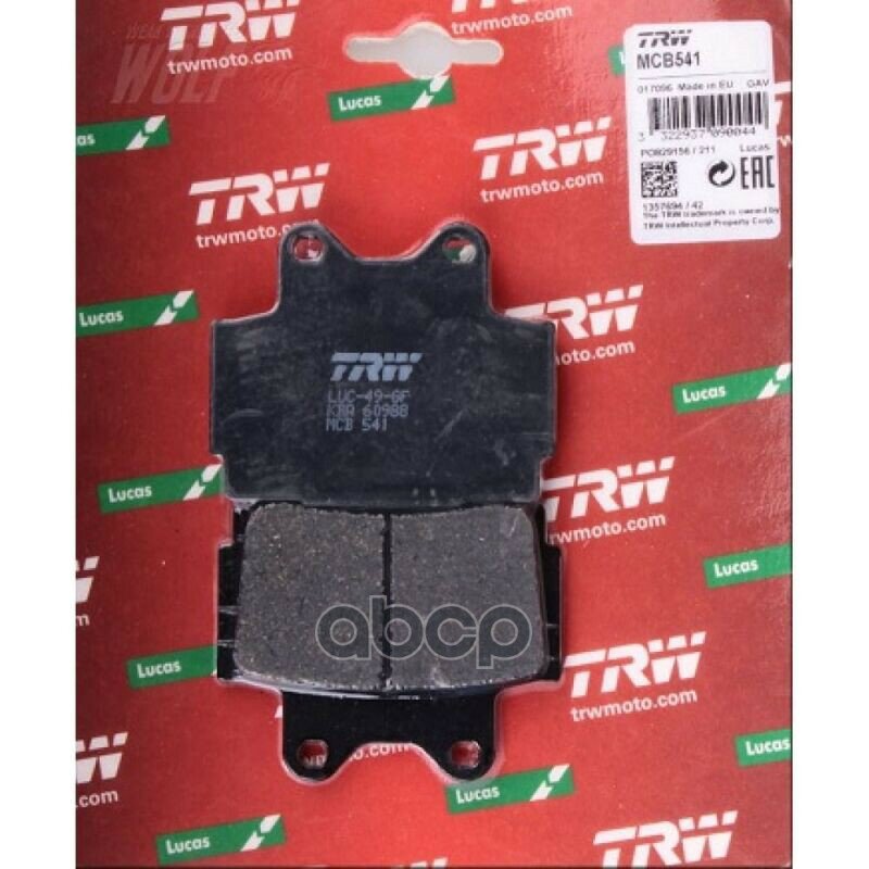 Торм. колодки дисковые MCB541 TRW арт. MCB541