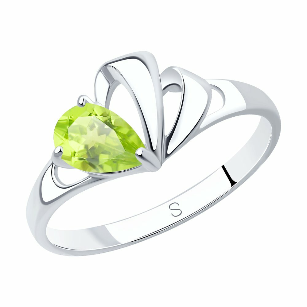 Кольцо, серебро, 925 проба, хризолит