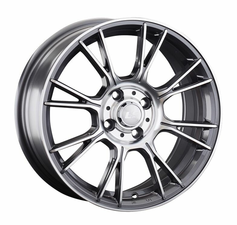 Колесный диск LS LS818 16x7" PCD4x100 ET42 D73,1 темно-серый глянцевый с полированными лучами
