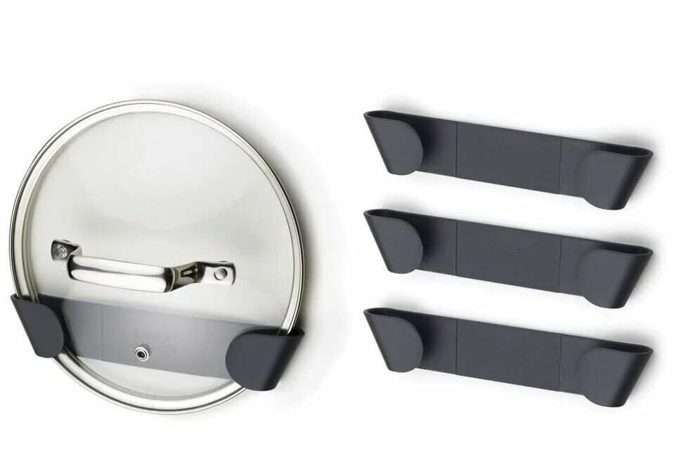 4шт. Рейлинги для крышек от кастрюль и сковородок на стену с дюбелями/черный