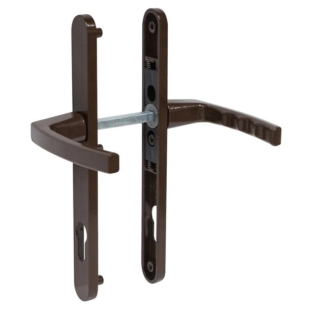 Ручки на планке для профильных дверей под цилиндр м/о 92 мм коричневые